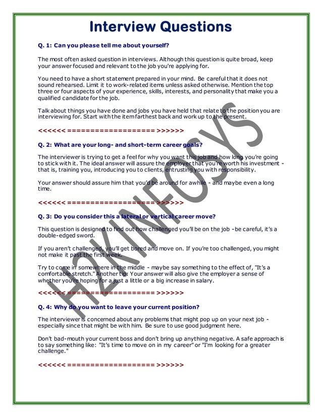 Basic Interview Questions | PDF