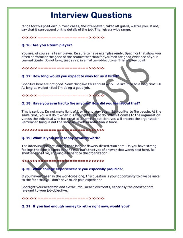 Basic Interview Questions | PDF