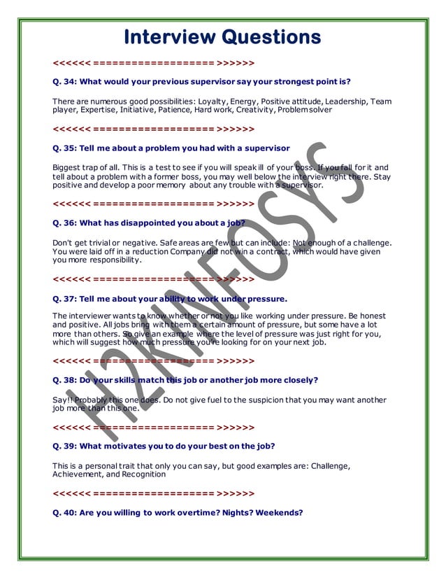 Basic Interview Questions | PDF