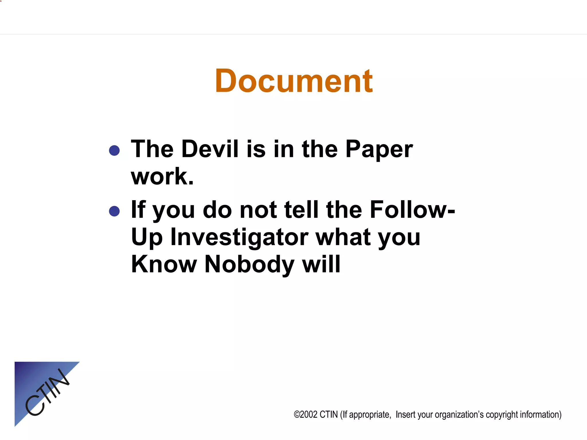 Basic Investigations | PPT