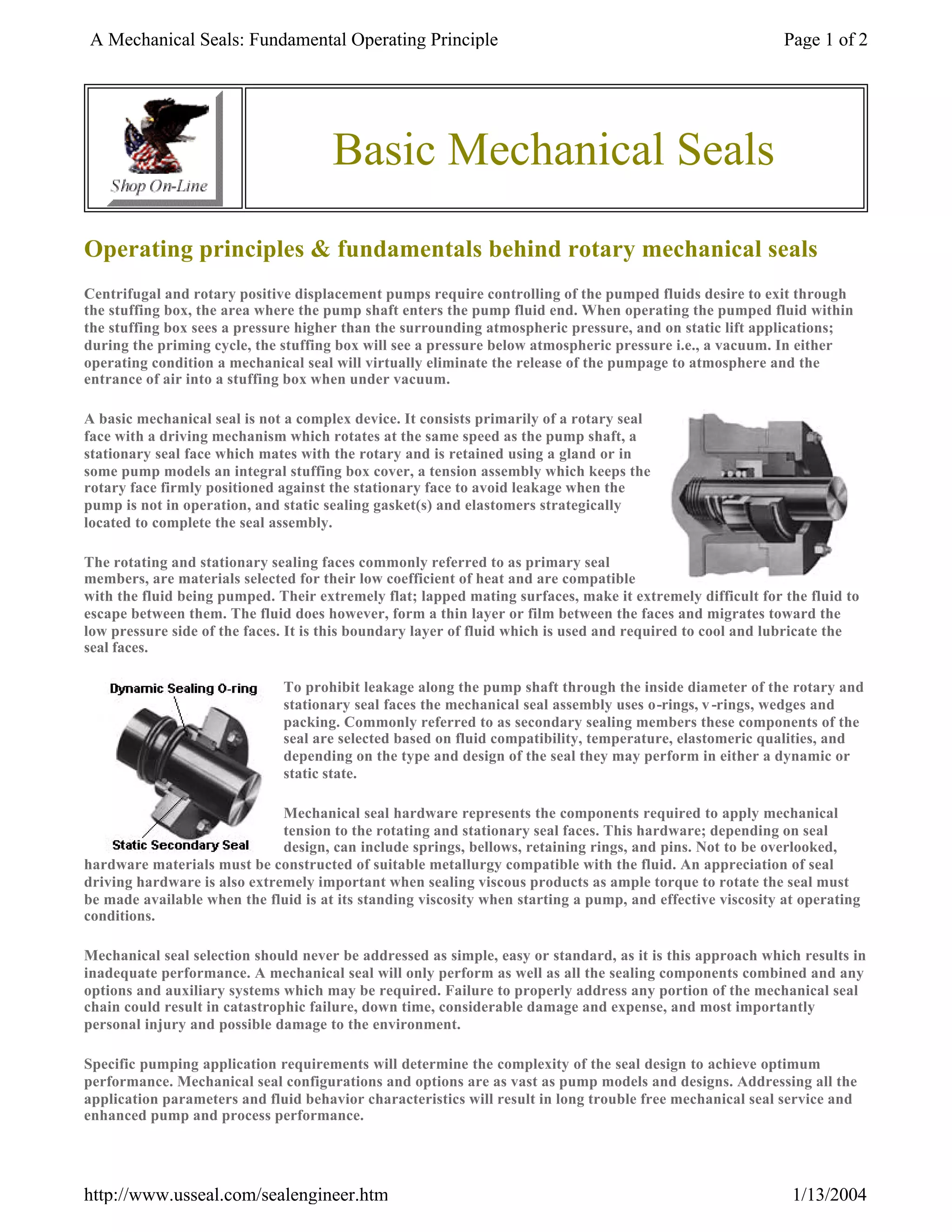 What is Mechanical Seals ? How to use Mechanical Seals? | PDF | Physics ...