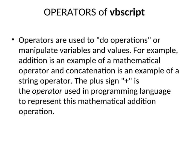 Introduction to VBScript: Basics and Fundamental Concepts | PPT | Web Development | Internet