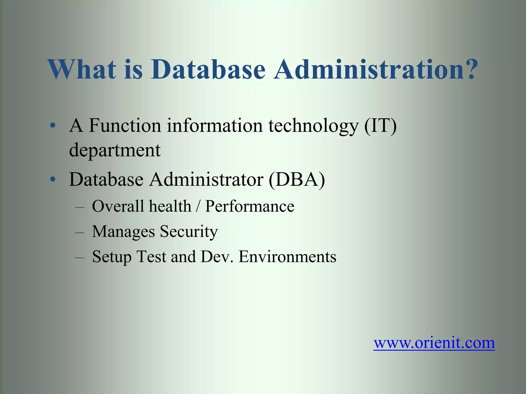 Basic oracle-database-administration | PPTX