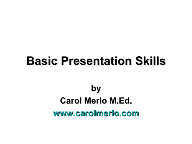 Basic Presentation Skills | PPT