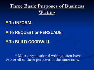 Basic Purposes Of Business Writing | PPT