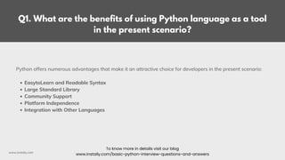 Most Asked Python Interview Questions and Answers in 2023 | PDF