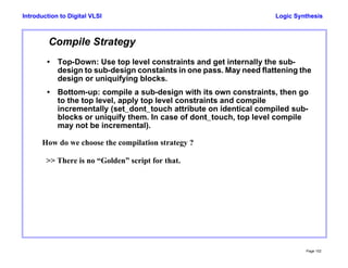 Basic Synthesis Flow and Commands, Logic Synthesis | PDF