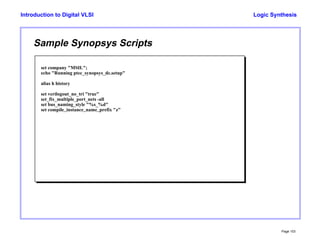Basic Synthesis Flow and Commands, Logic Synthesis | PDF