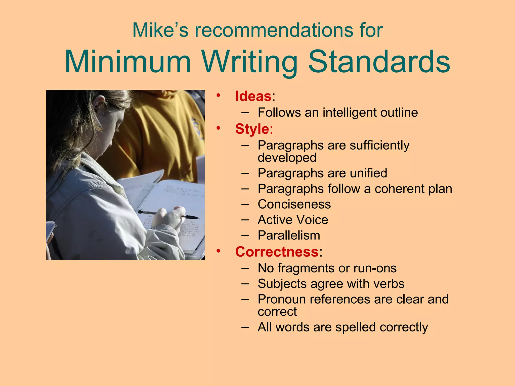 Basic Writing Standards for PHS | PPT