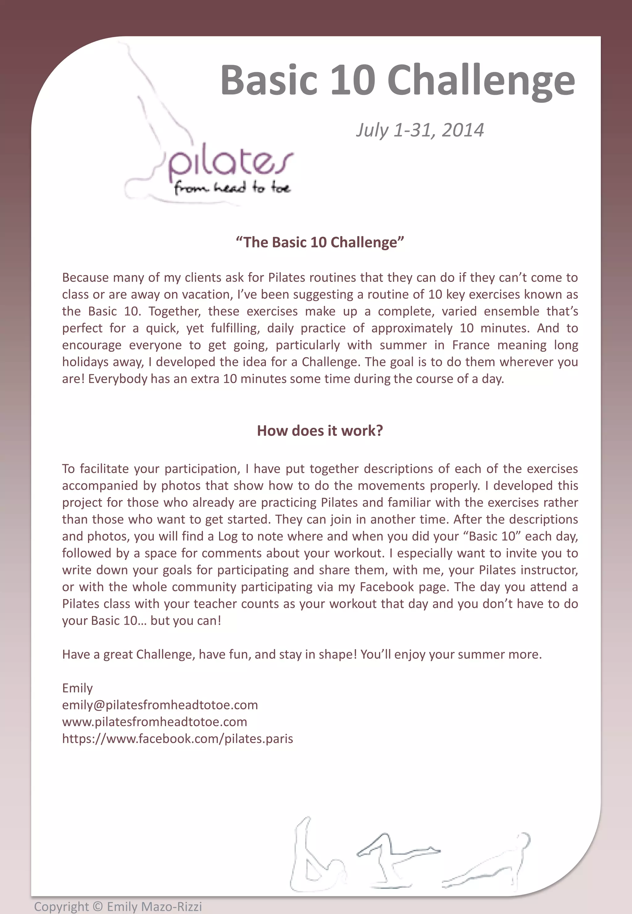 Basic 10 Pilates Challenge | PDF