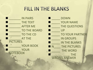 Basic 1 classroom language | PPT