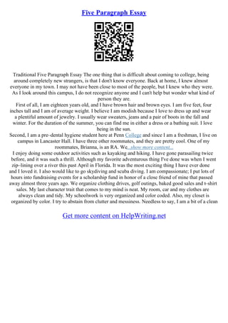 5 Paragraph Essay Format