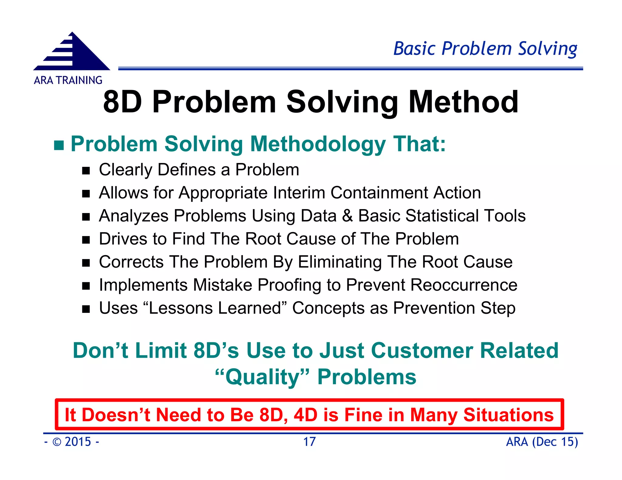 Basic 8D Problem Solving Tools & Methods - Part 1 | PDF