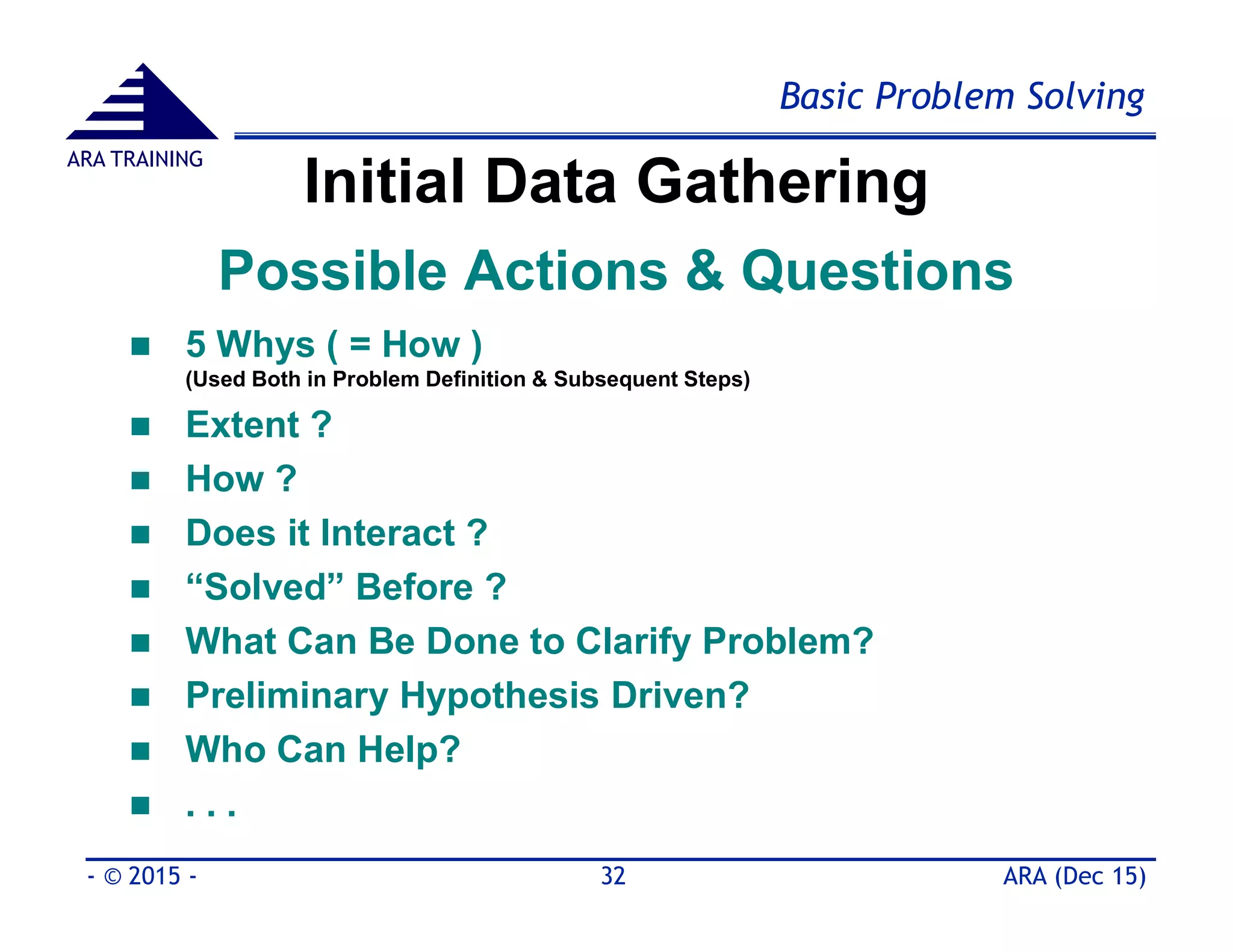 Basic 8D Problem Solving Tools & Methods - Part 1 | PDF