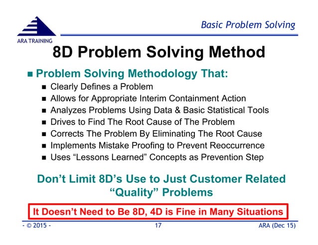 Basic 8D Problem Solving Tools & Methods - Part 1 | PDF