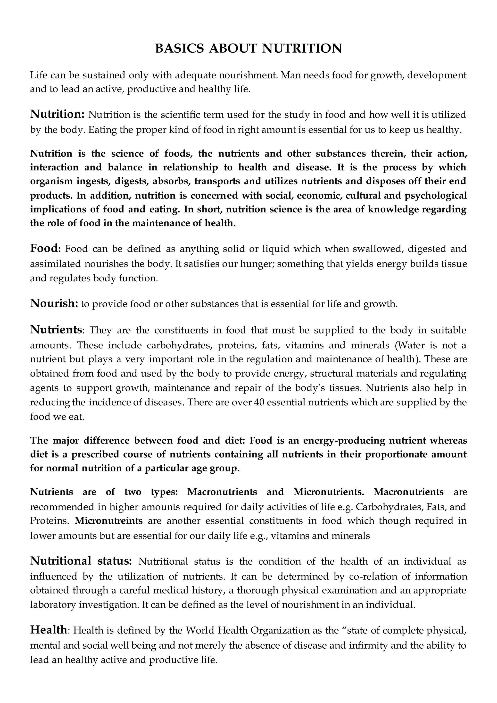 Basic about nutrition | DOCX