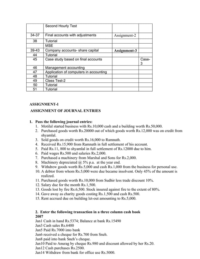 Basic accounting bca 1 | PDF