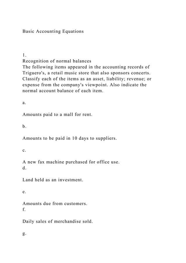 Basic Accounting Equations1. Recognition of normal balance.docx
