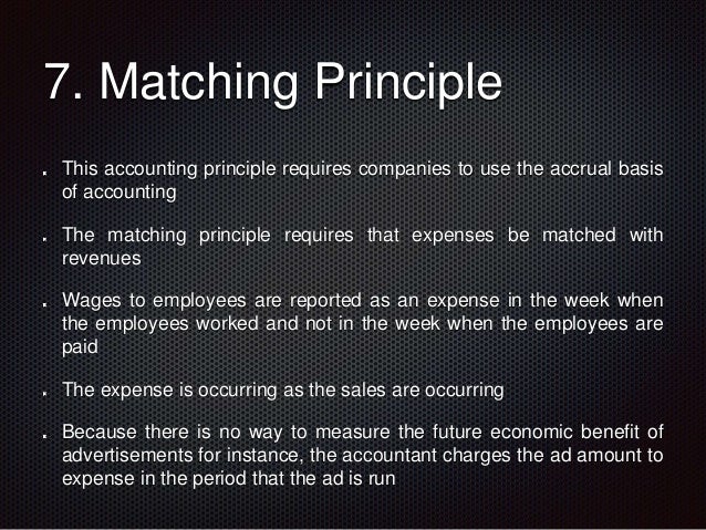 Matching principle accounting - retailsalo