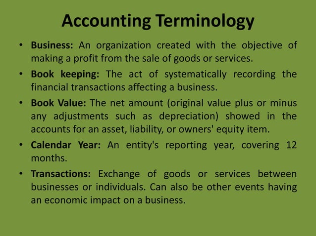 Basic accounting terminology | PPTX | Stocks and Bonds | Personal Investing
