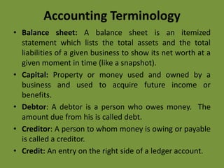 Basic accounting terminology | PPTX