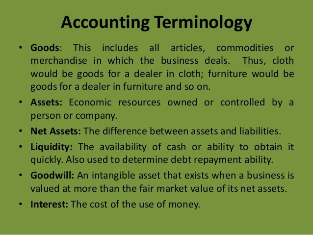 Basic accounting terminology