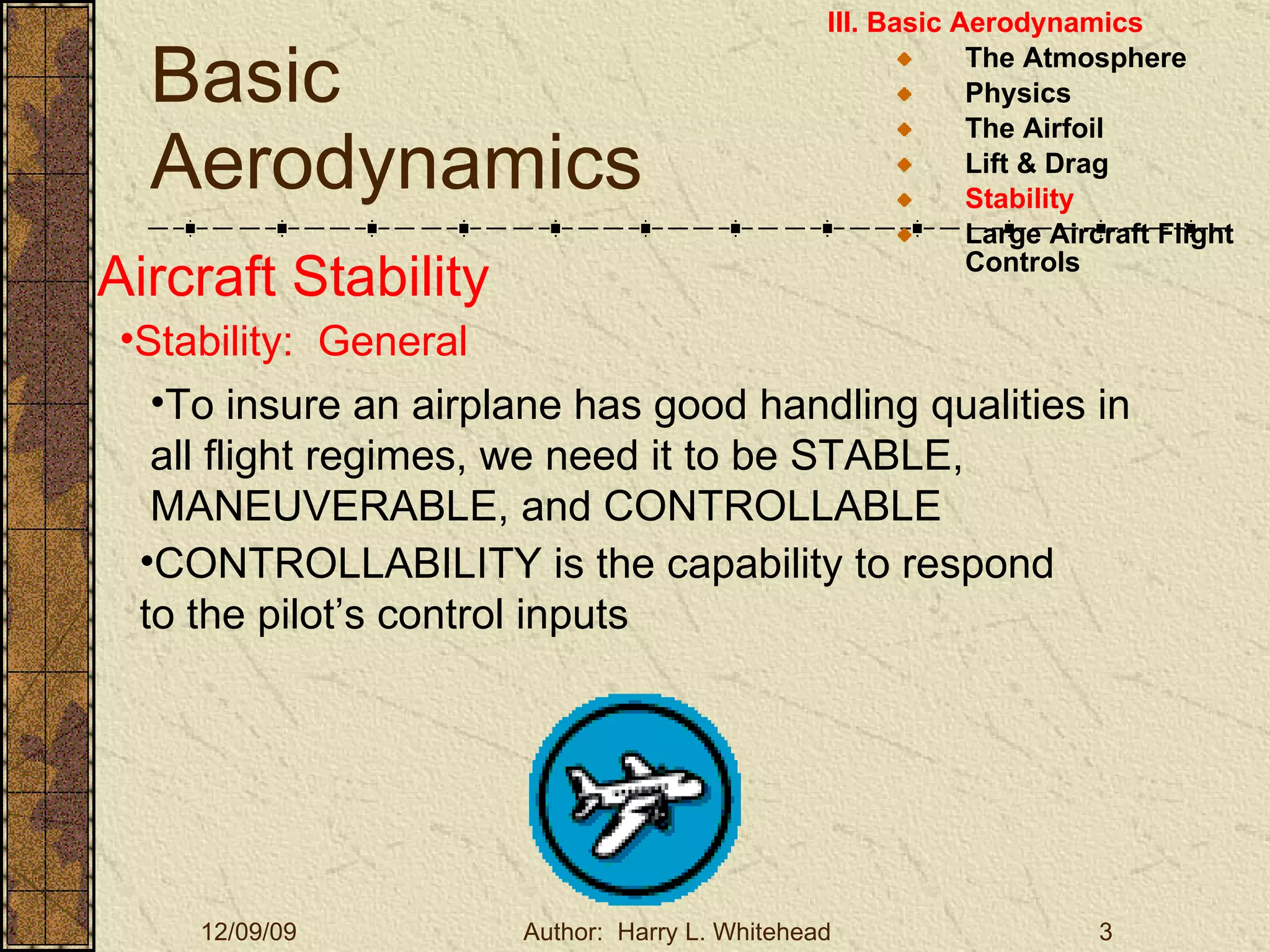 Basic Aerodynamics Ii Stability Large | PPT