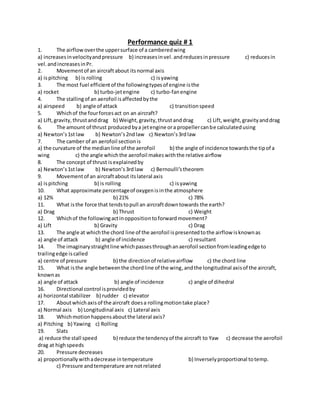 Basic aerodynamics quiz with answer key | DOCX