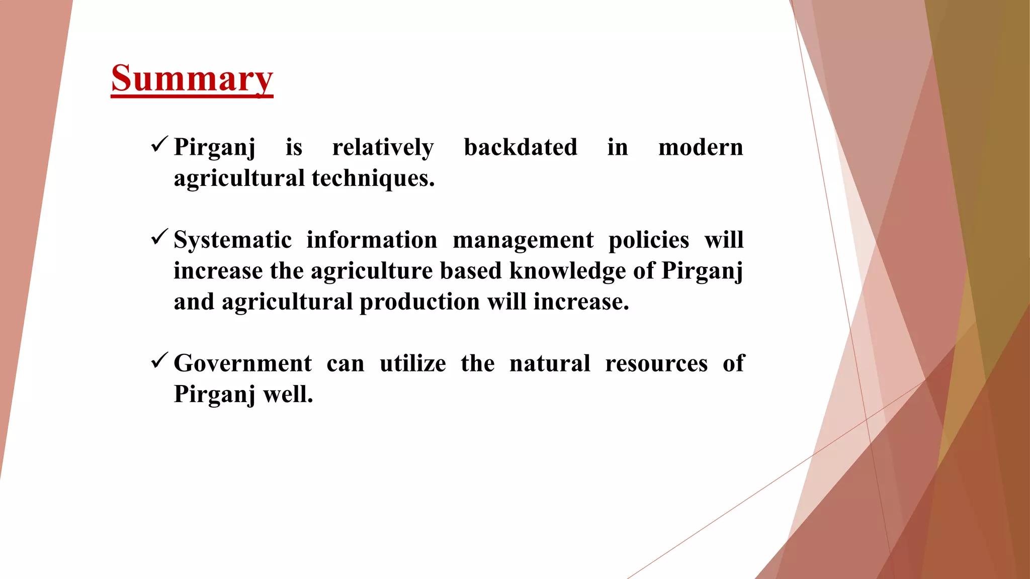 Basic agricultural information of pirganj upazila, rangpur copy | PPTX