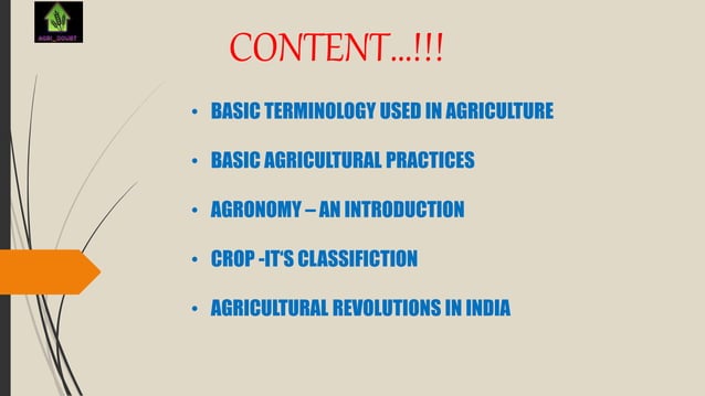 Basic agronomy | PPTX