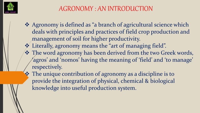 Basic agronomy | PPTX