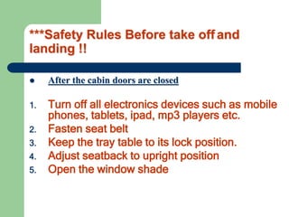 Basic airline inflight service and safety | PPT | Air Travel | Travel Type