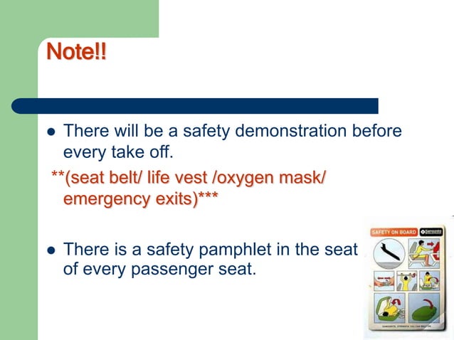 Basic airline inflight service and safety | PPT | Air Travel | Travel Type