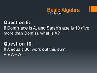 Basic Algebra (for beginners) | PPTX