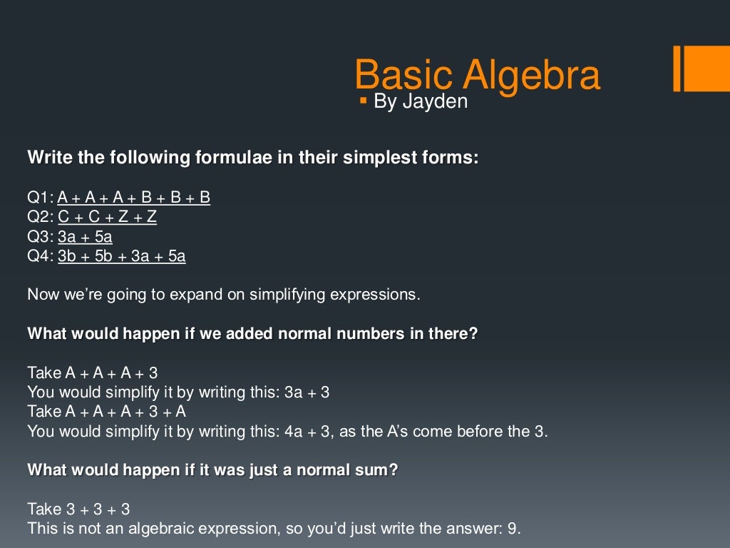 Basic Algebra (for beginners)