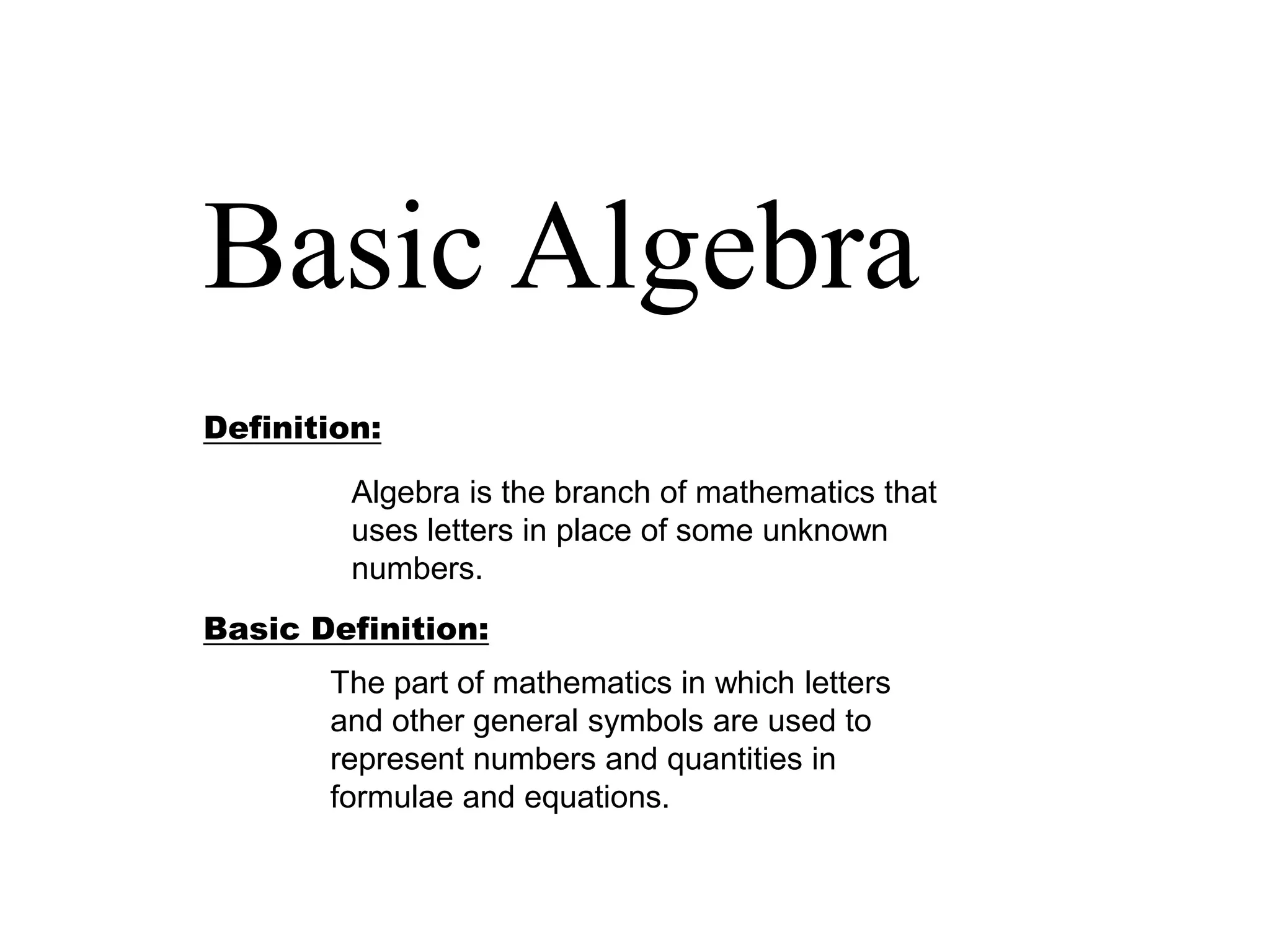 Basic algebra | PPTX