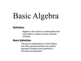 Basic algebra | PPTX