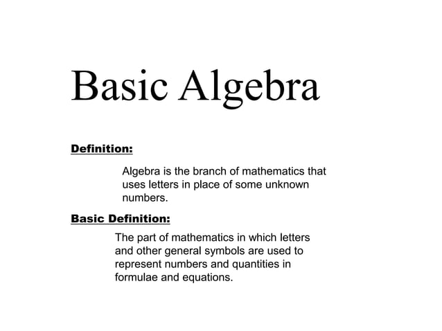 Basic algebra | PPT