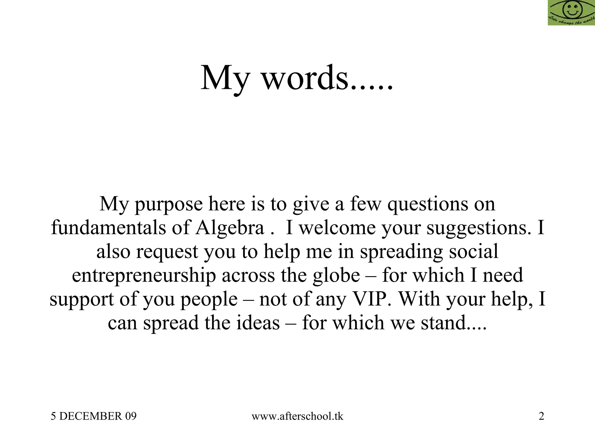 Basic algebra for entrepreneurs | PPT