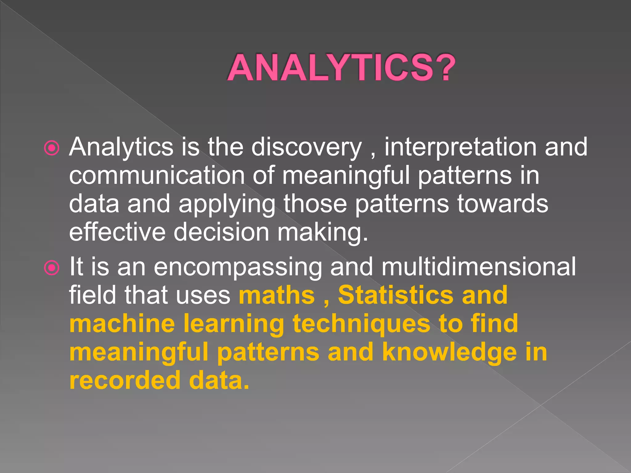 Basic analtyics & advanced analtyics | PPTX