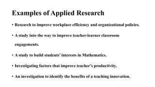 Basic and Applied Research.pptx | Undergraduate Education | College ...