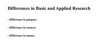 Basic and Applied Research.pptx | Undergraduate Education | College ...
