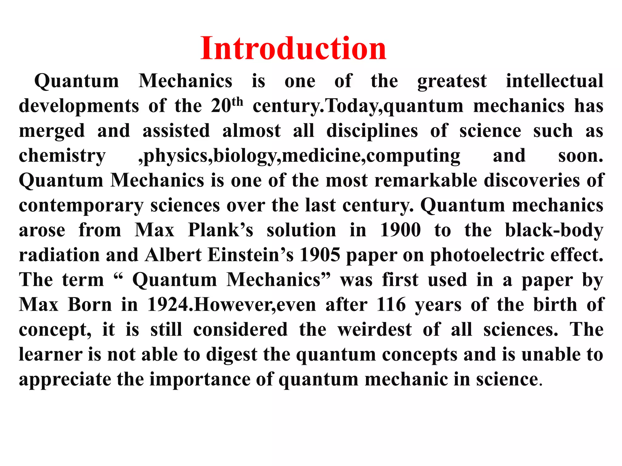 Basic and fundamental of quantum mechanics (Theory) | PPTX