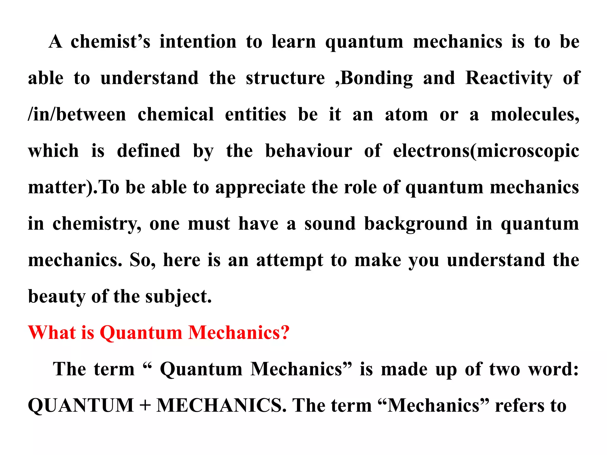 Basic and fundamental of quantum mechanics (Theory) | PPTX