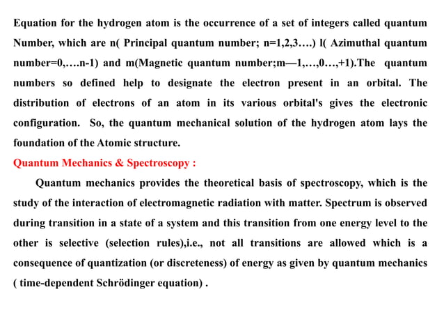 Basic and fundamental of quantum mechanics (Theory) | PPTX | Chemistry | Science
