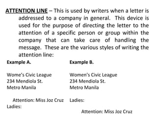 Letter Format Attention Line