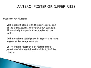 RIBS STERNUM X RAY PROJECTIONS . | PPTX