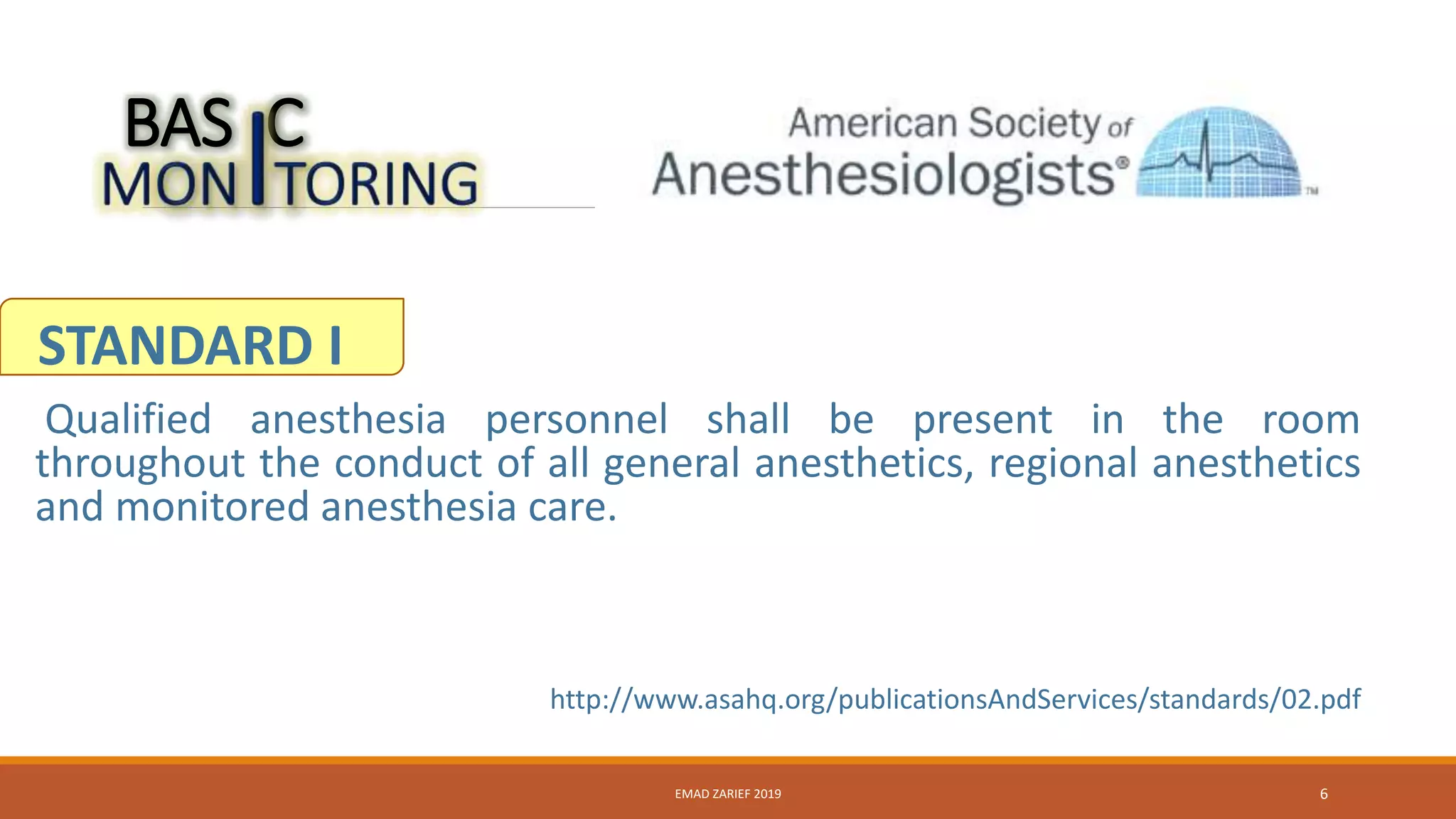 Basic anesthesia monitoring- Emad Zarief | PDF