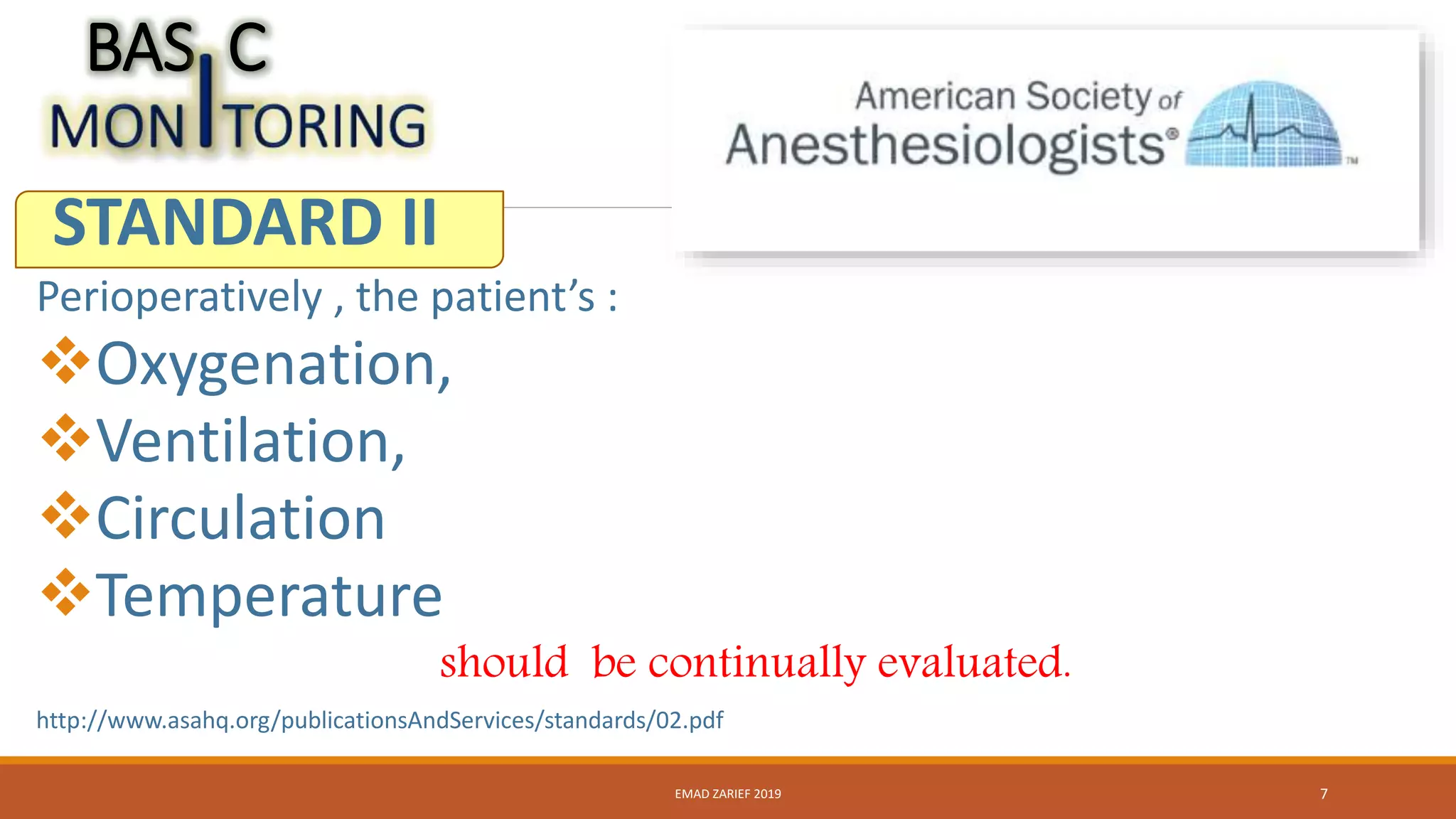 Basic anesthesia monitoring- Emad Zarief | PDF