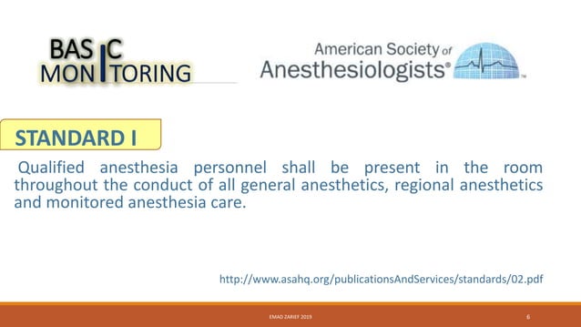 Basic anesthesia monitoring- Emad Zarief | PPT